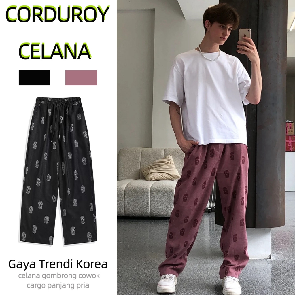 Jual corduroy celana bahan pria celana bahan pria dewasa baggy pants ...