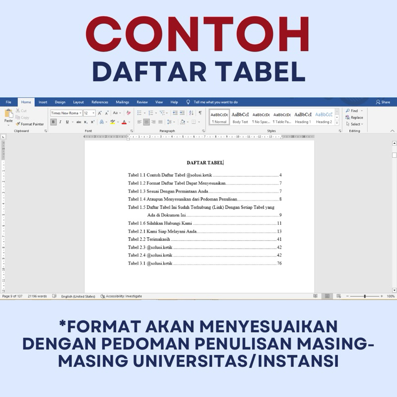 Jual JASA PEMBUATAN NOMOR HALAMAN | DAFTAR ISI | DAFTAR GAMBAR | DAFTAR ...