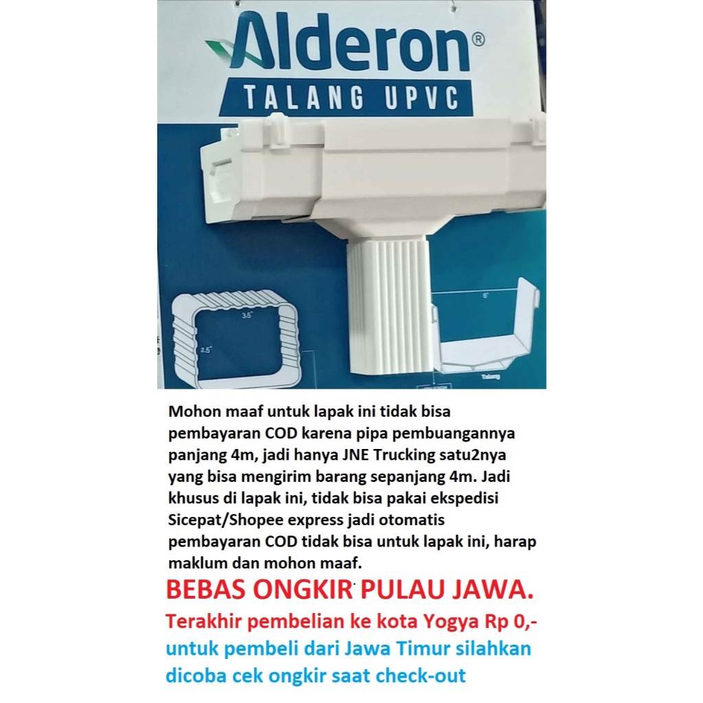 Jual Paket talang Alderon UPvc putih komplit ada pilihan talang 3m atau ...