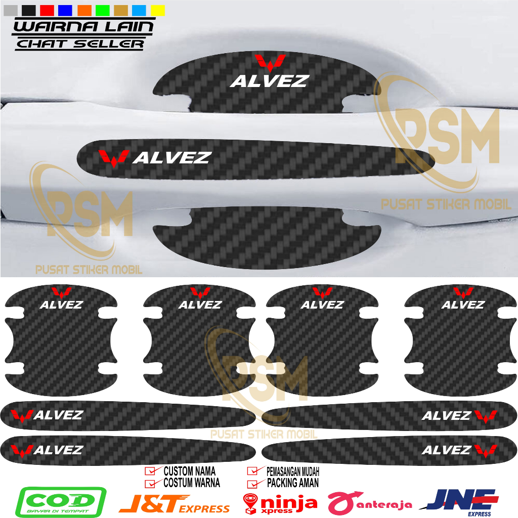 Jual Stiker Carbon 3D Handle Pintu Mobil Wuling Alvez Stiker Karbon ...