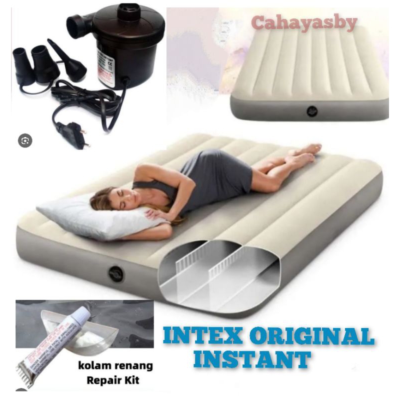 Jual Paket kasur angin intex twin green fre pompa/kasur udara matras ...