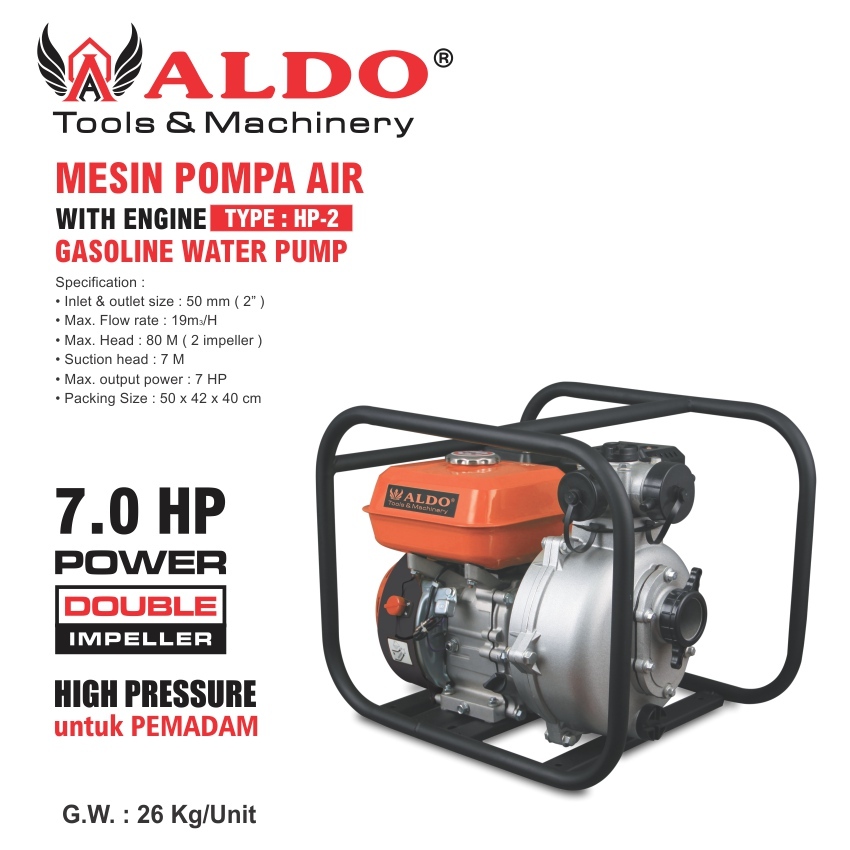 Jual MESIN POMPA AIR WITH ENGINE HP 2 (2" ) / GASOLINE WATER PUMP MERK ...