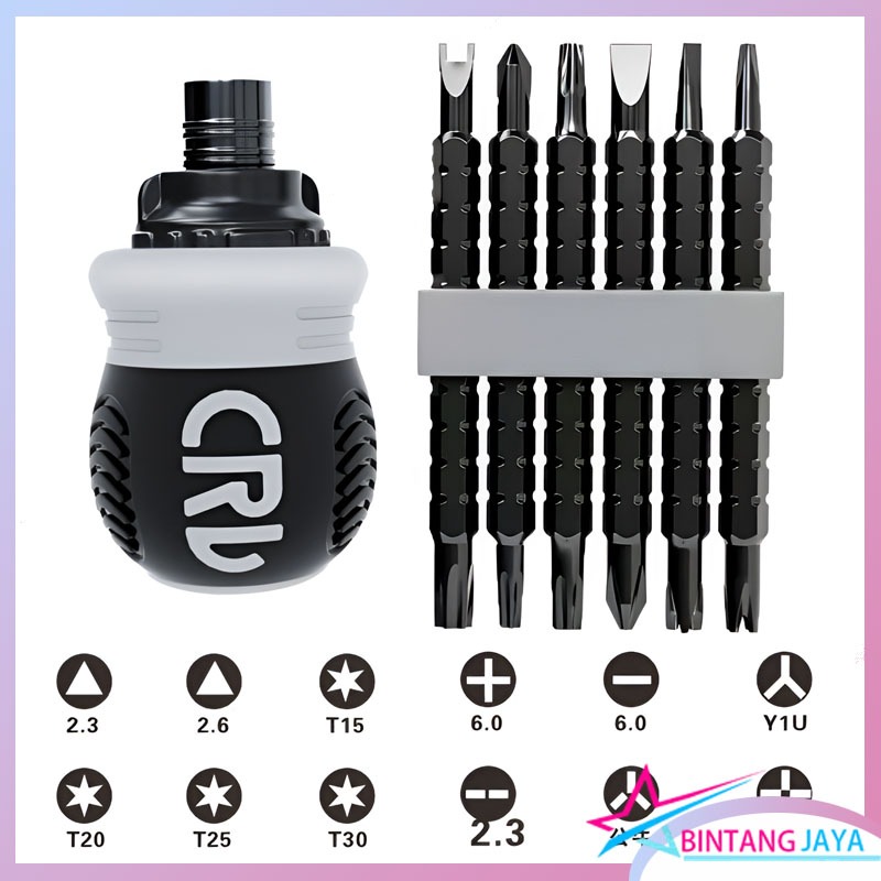 Jual Obeng CRV Set 13in1 Obeng Cebol BB buntek karet Dua Arah bolak ...
