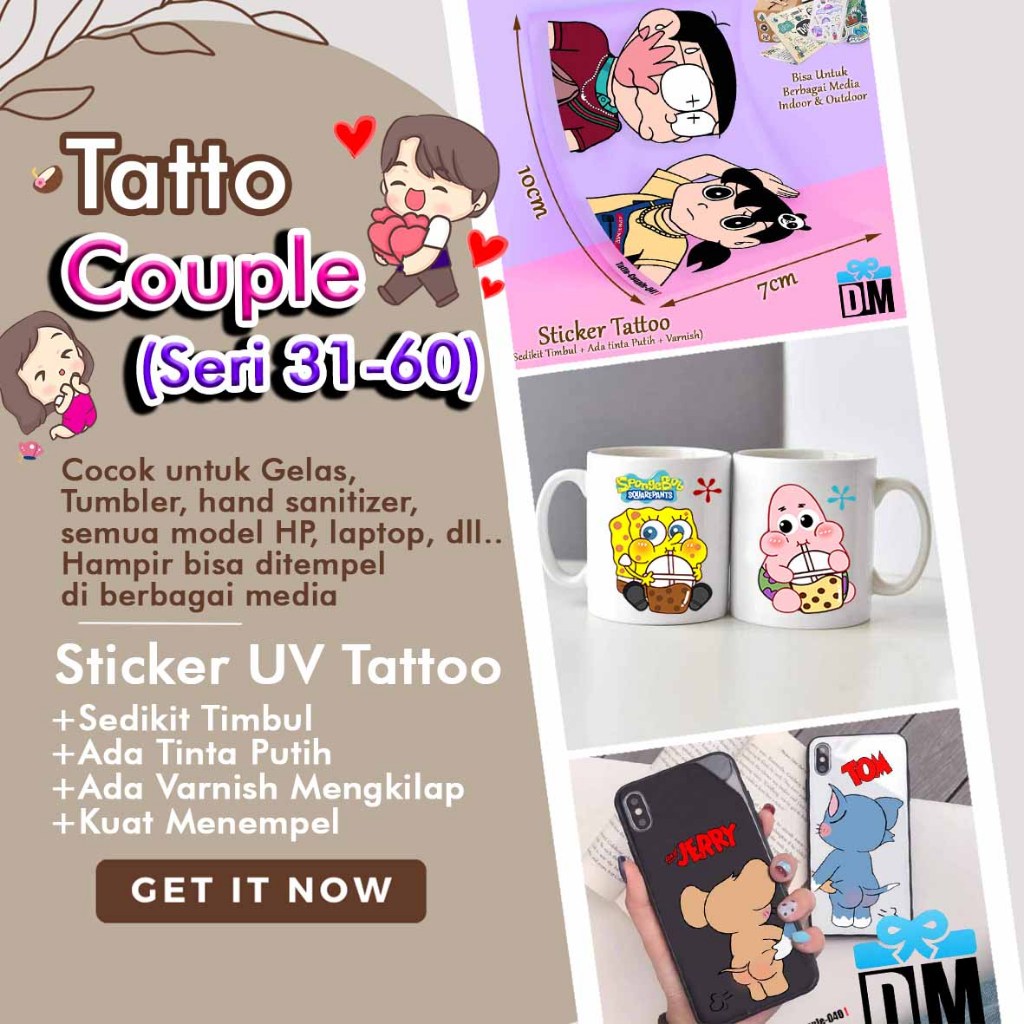 Jual Sticker UV Stiker Tato Tattoo Couple Gelas Koper Hadiah ...