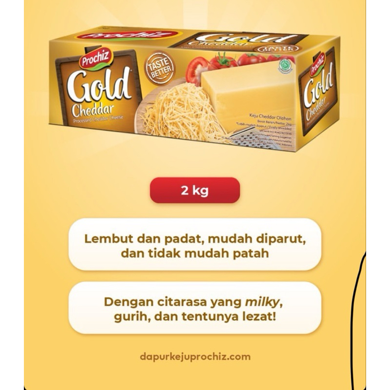 Jual KEJU PROCHiZ GOLD CHEDDAR Kemasan 2kg. | Shopee Indonesia