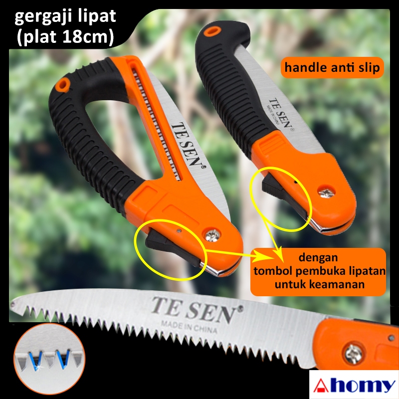 Jual gergaji lipat tesen portable folding wood hand saw gagang silicon ...