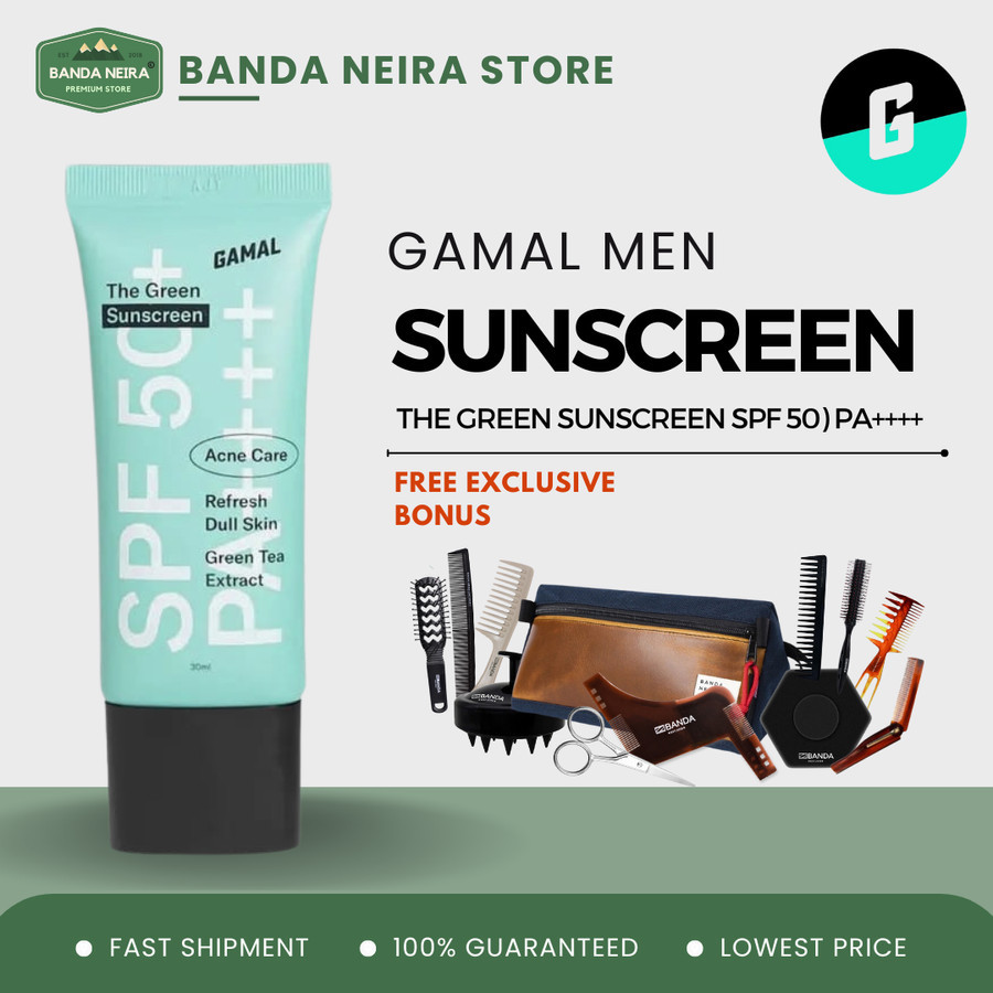 Jual GAMAL MEN The Green Sunscreen SPF 50+ PA++++ / Sunblock Wajah Pria ...