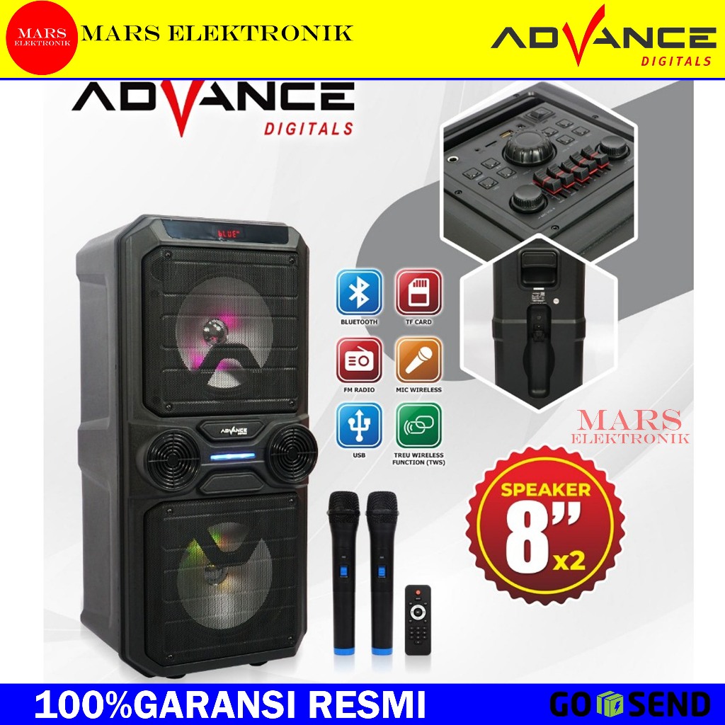 Jual Speaker Advance Portable Bluetooth K8d 8 Inchi Double Free 2
