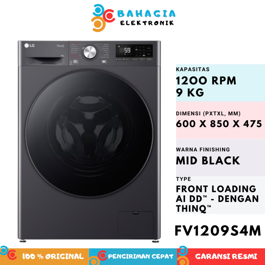 Jual LG FV1209S4M Mesin Cuci 9KG 1200RPM Front Loading AIDD ThinQ Turbowash | Shopee Indonesia