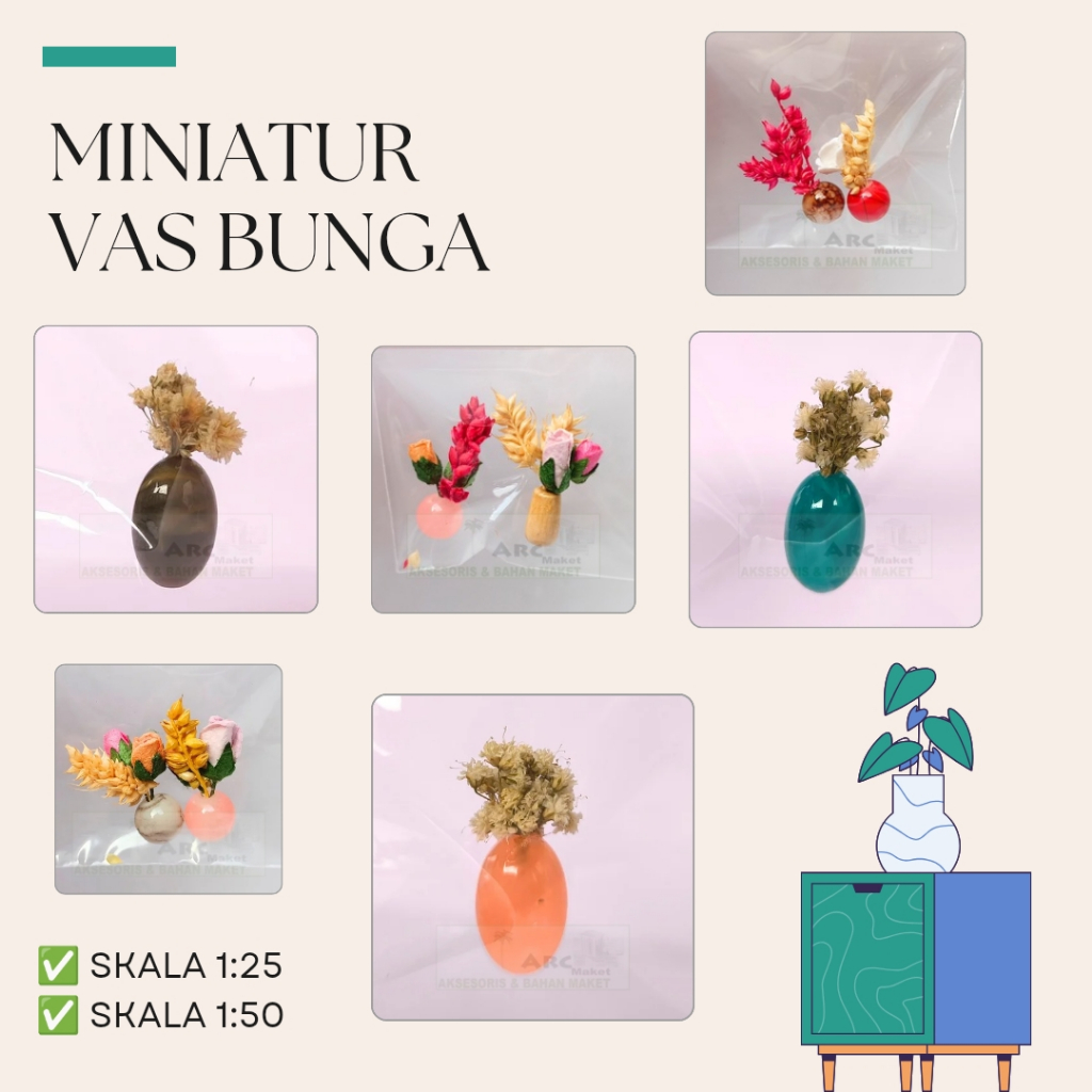 Jual MINIATUR VAS BUNGA / POT BUNGA SKALA 1:25 DAN 1:50 UNTUK MAKET ...