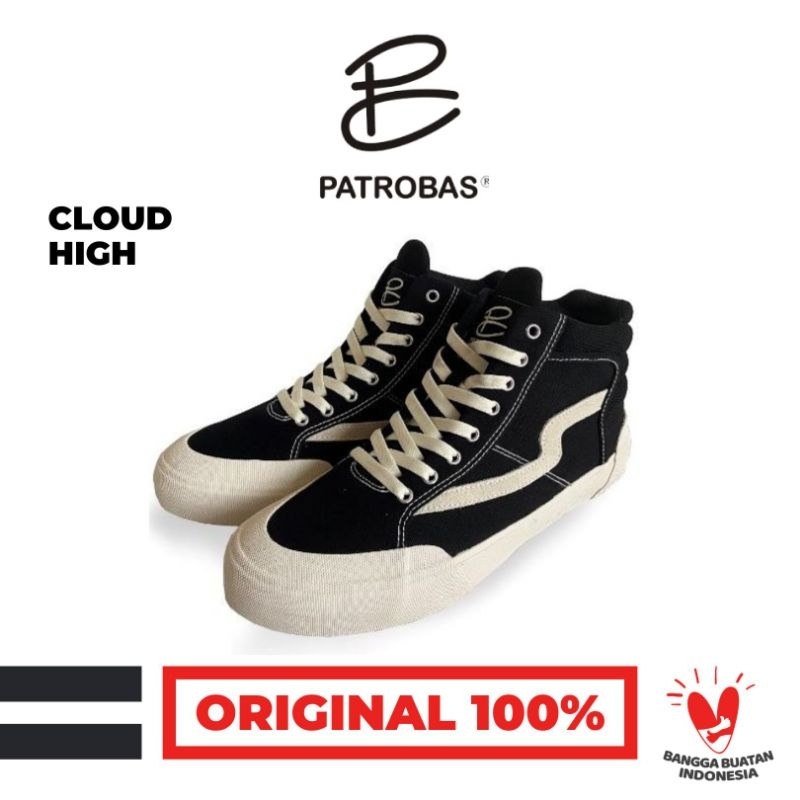 Jual PATROBAS Sepatu Patrobas Cloud Black White High Original Made In ...