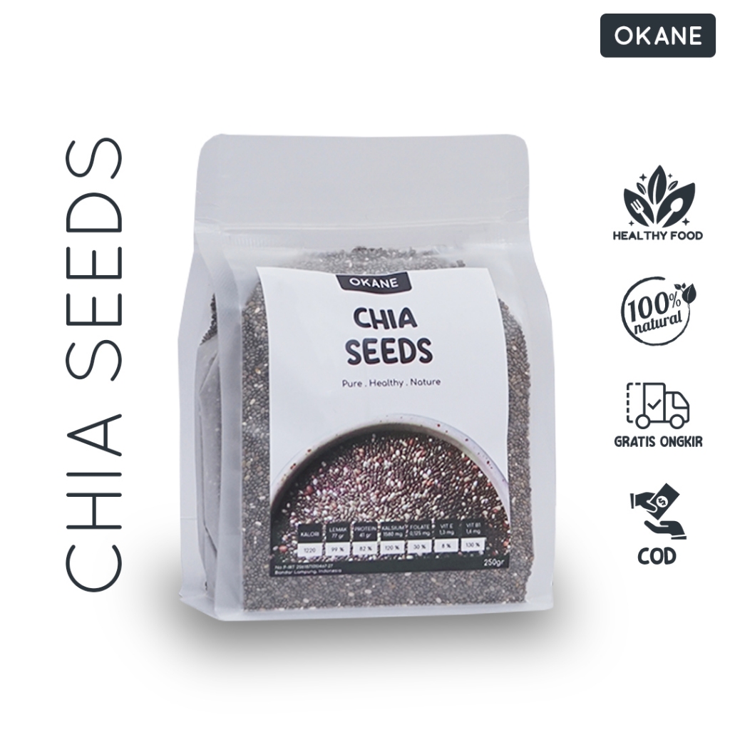 Jual Chia Seed Mexico Premium 250 gr / Biji Chia Seed Organik OKANE 250 ...
