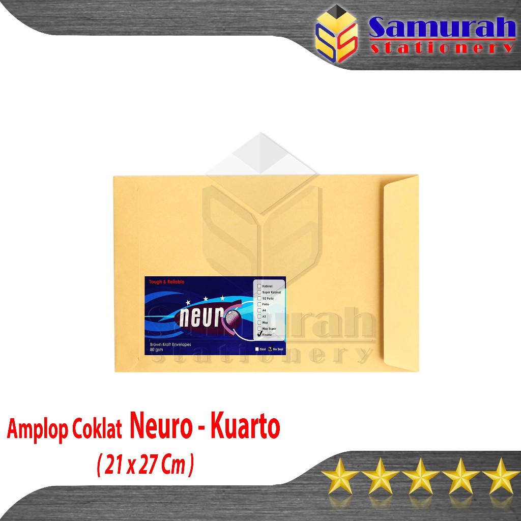Jual Amplop Kertas Coklat Polos Neuro Ukuran Kuarto / envelope Quarto ...