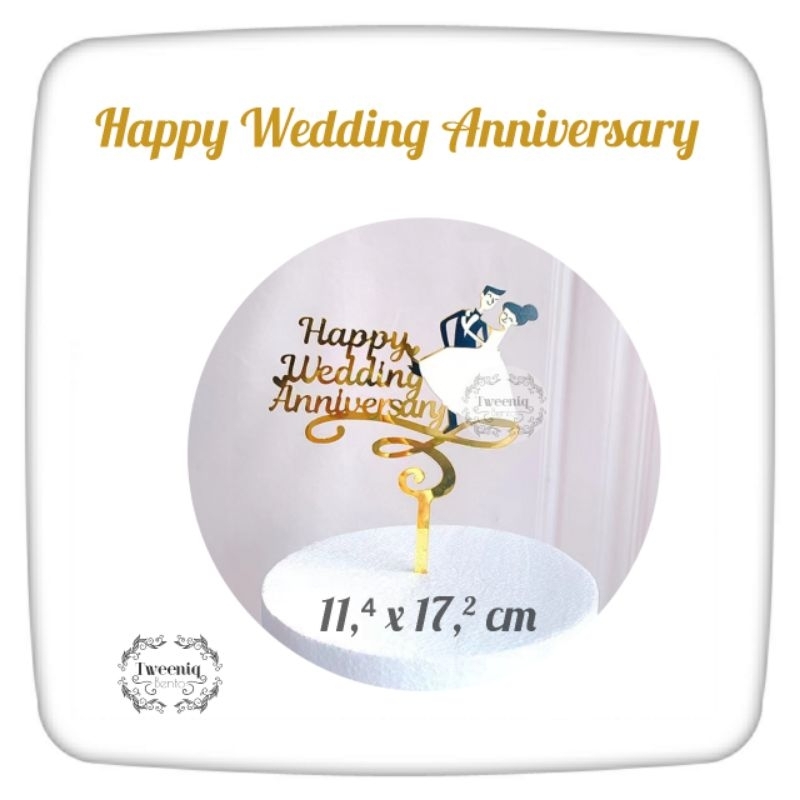 Jual cake topper happy wedding anniversary acrylic akrilik hiasan kue ...