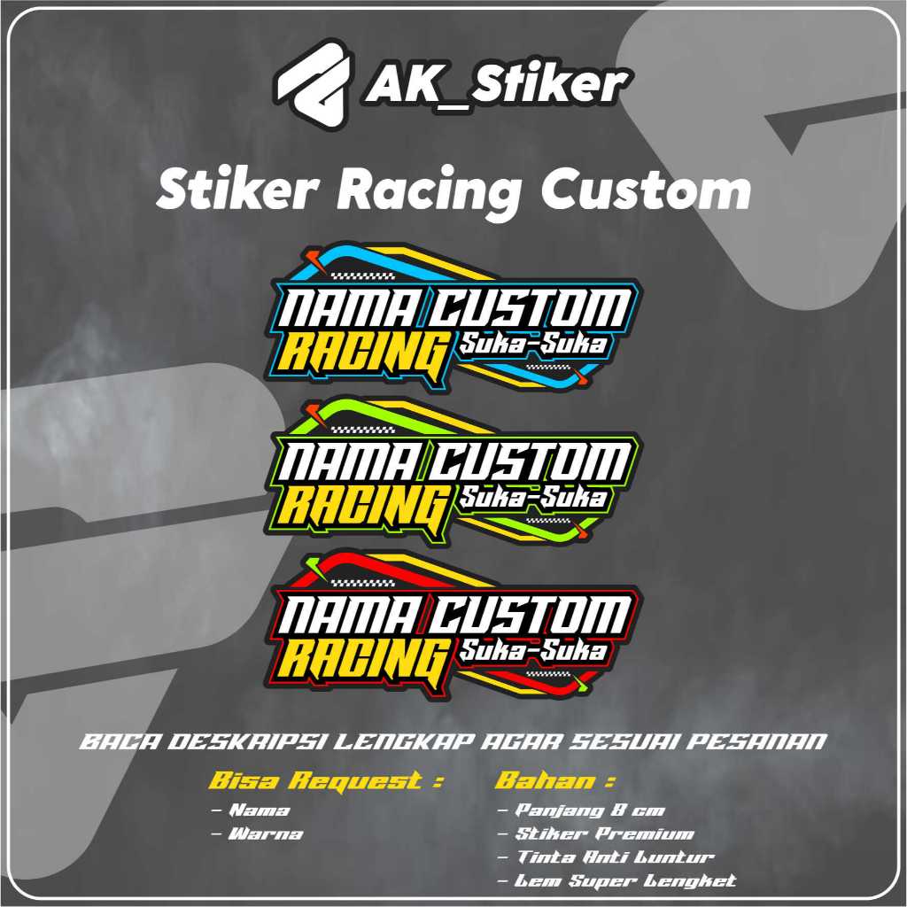 Jual Stiker Racing Custom Satuan Nama Suka Suka Sticker Custom Stiker ...