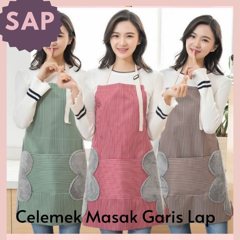 Jual Apron dapur Bear Garis / Celemek Masak Dapur Bear bahan kain ...