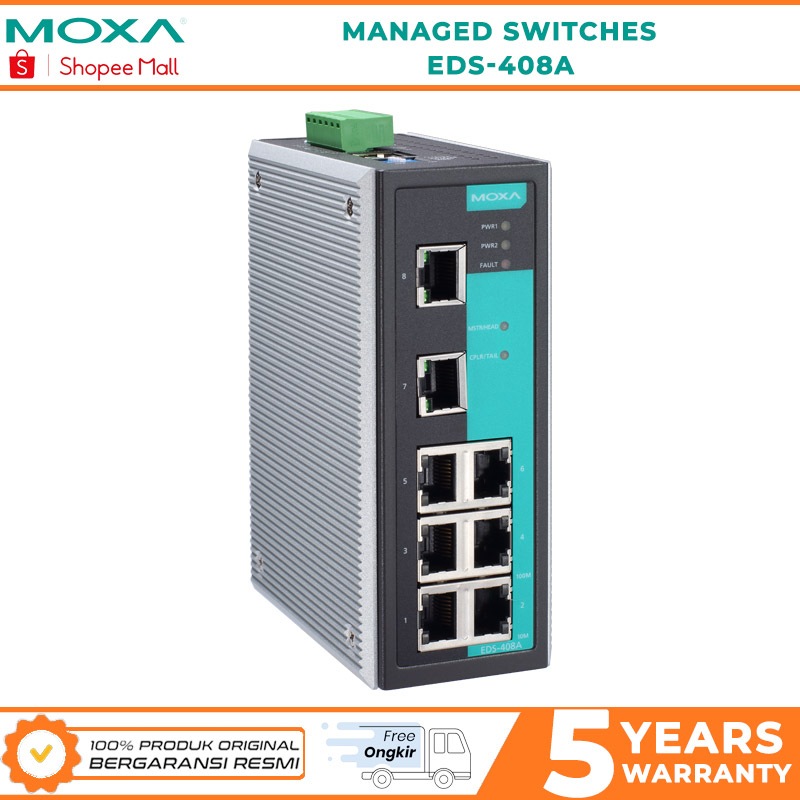 Jual Moxa EDS-408A Series 8-port entry-level managed Ethernet switches | Shopee Indonesia