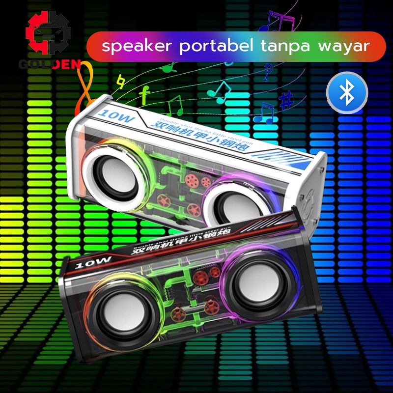 Jual Speaker Bluetoot Tws Transparan V8 RGB 10Watt Double Speaker ...