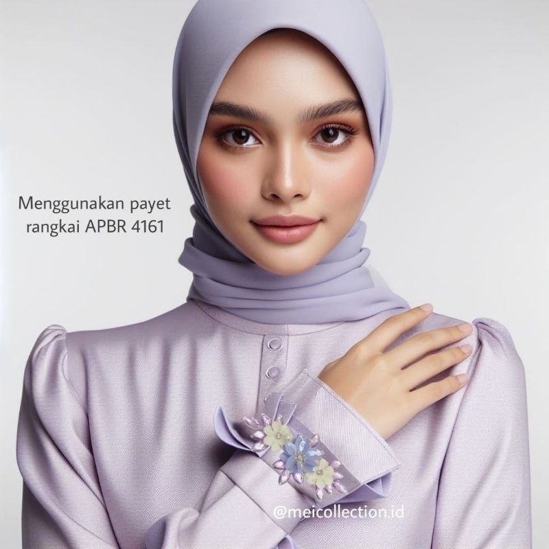 Jual Payet rangkai bunga 3D APBR 4161 lengan ungu purple kebaya tunangan wisuda | Shopee Indonesia