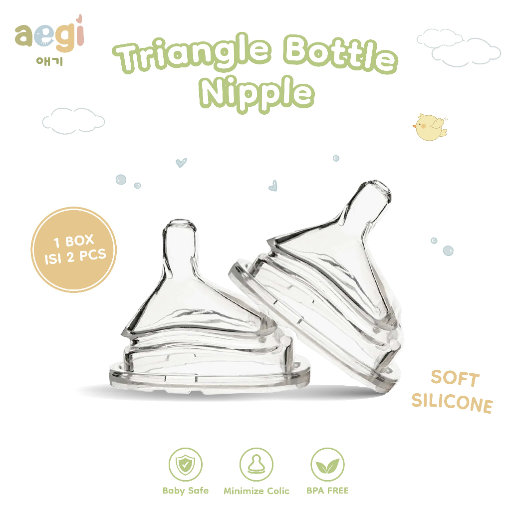 Jual AEGI Triangle Feeding Bottle Nipple Teat Replacement 2pcs | Dot ...