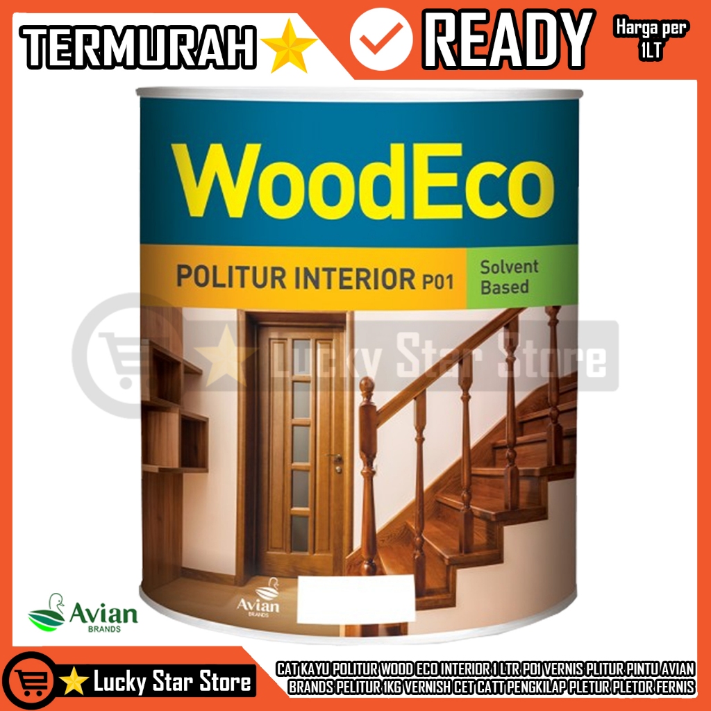 Jual CAT KAYU VERNIS WOOD ECO POLITUR INTERIOR P01 UKURAN 1 LITER AVIAN ...