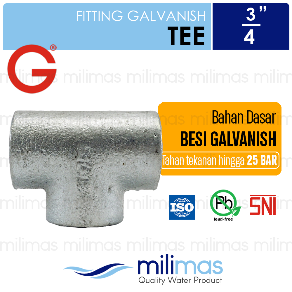 Jual G-BRAND - TEE 3/4" GALVANIS BESI - Fitting Besi TEE Drat | Shopee ...