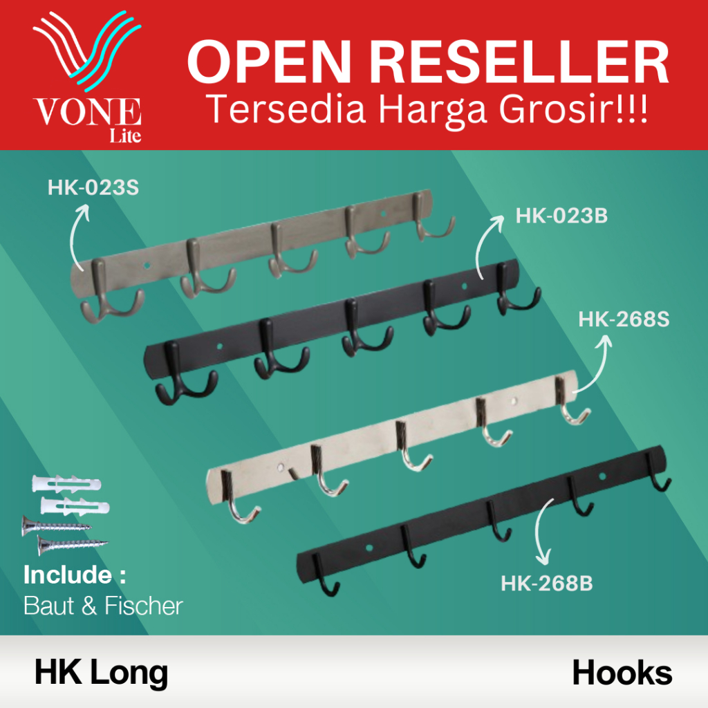 Jual VONE LITE HK Long Gantungan Baju Cantolan Handuk Kapstok Hanger Kait Dinding Stainless ...