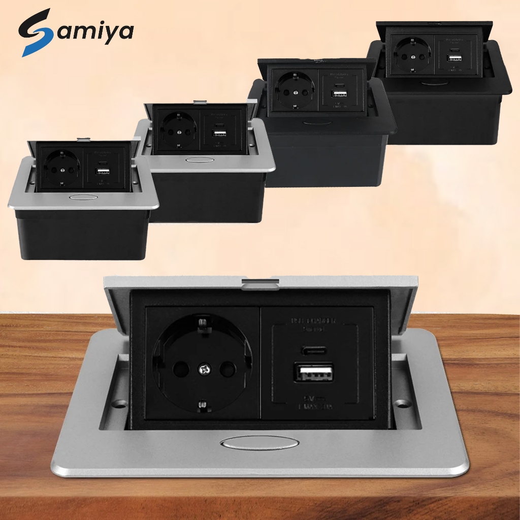 Jual stop kontak tanam 1 lubang / pop up socket meja 1 slot + USB type ...