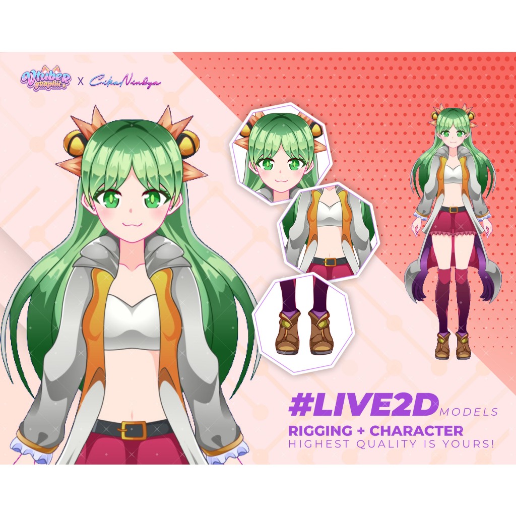 Jual Transformasi Pengalaman Streaming Anda dengan VTuber Live2D Model, Avatar Live2D VTuber ...