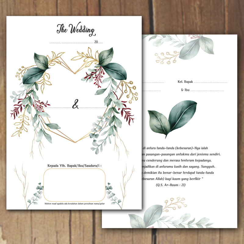 Jual Undangan Pernikahan Murah Tulis Tangan Sendiri Tema Daun Hijau ...