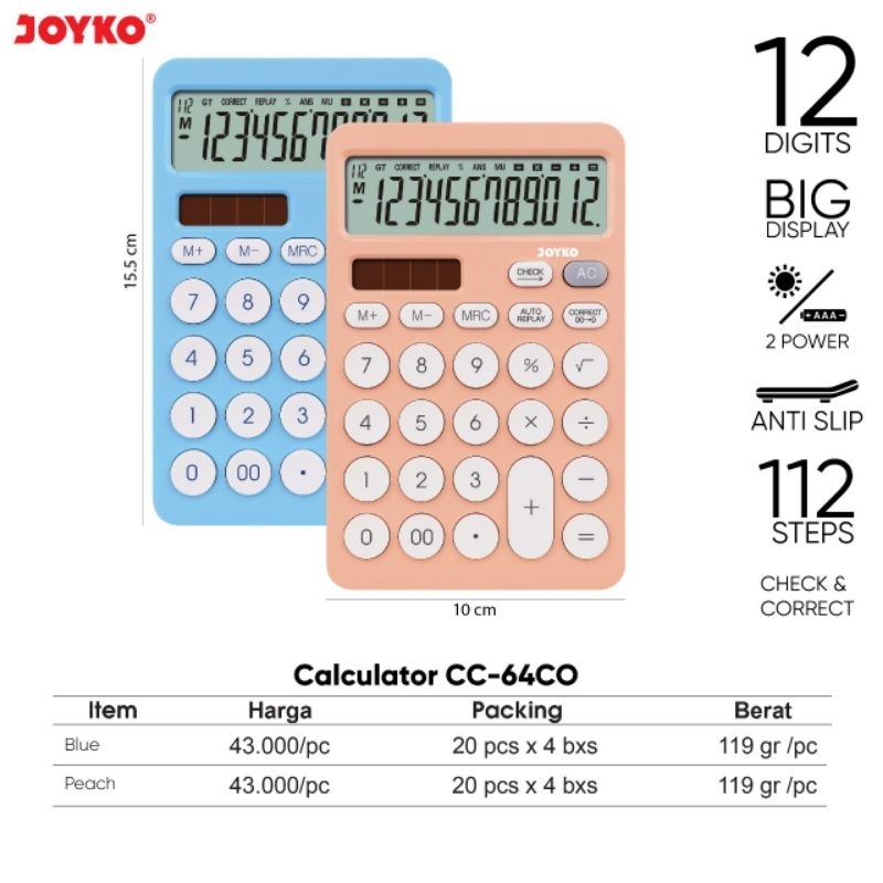Jual Calculator CC-64CO Joyko | Shopee Indonesia