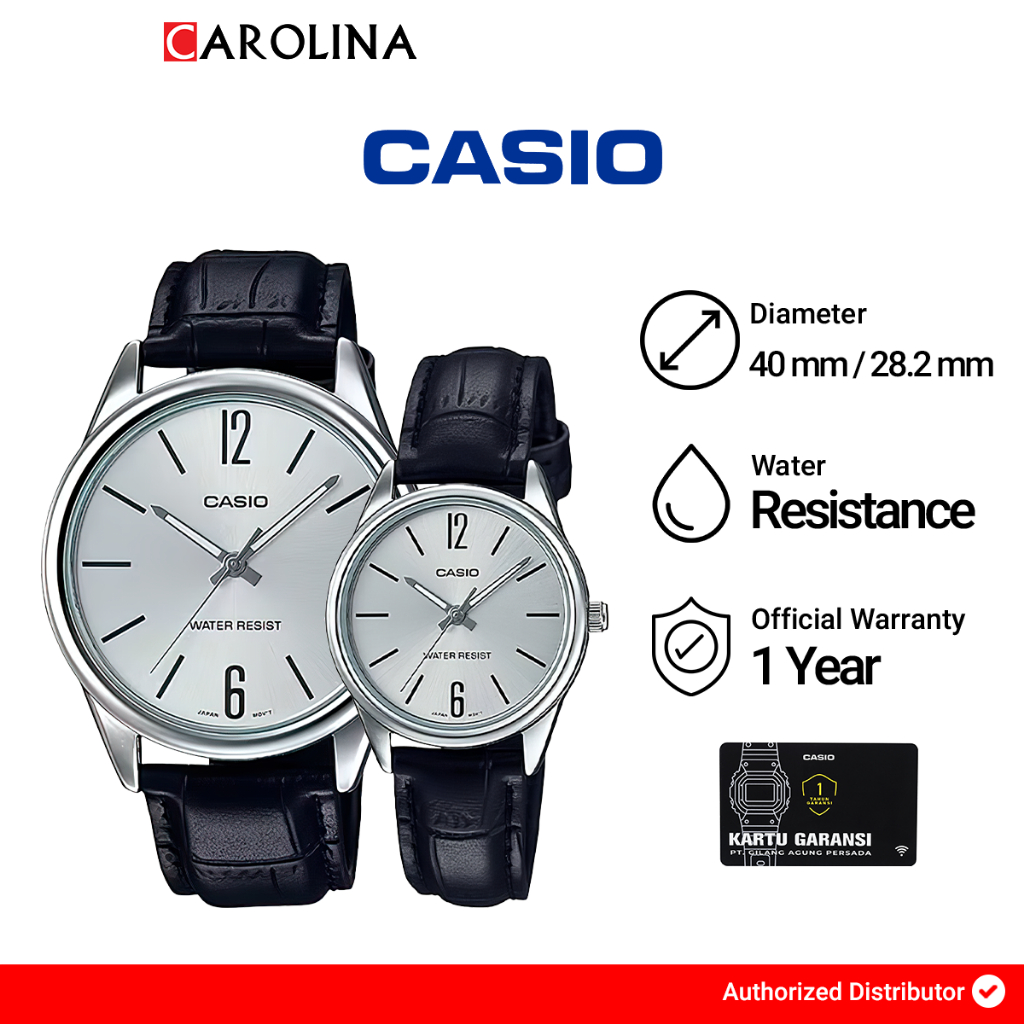 Jual Jam Tangan Couple Casio Mtp V005l 7b Ltp V005l 7b Silver Dial Black Leather Strap Shopee