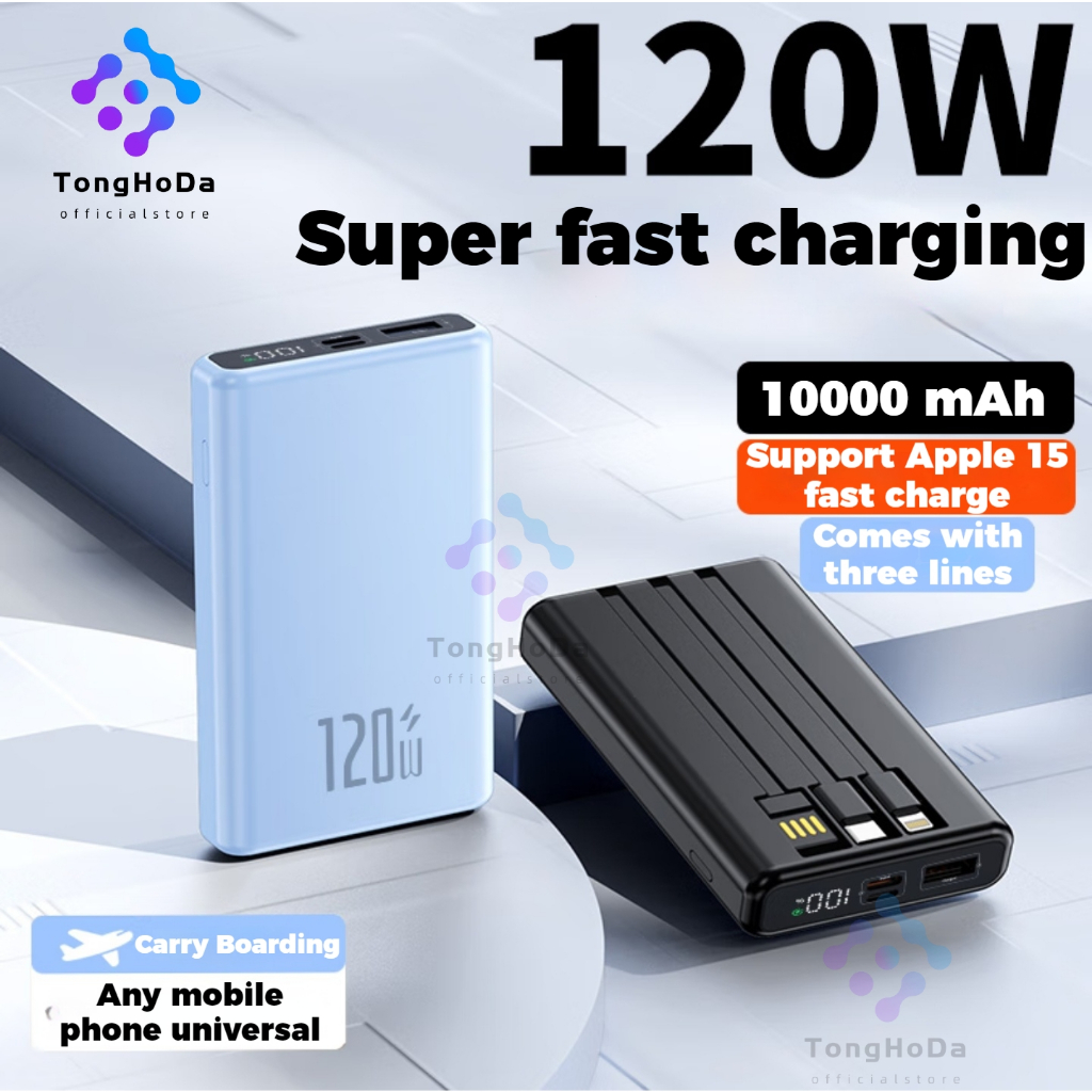Jual PowerBank 120W super fast charging with cable charging treasure ...