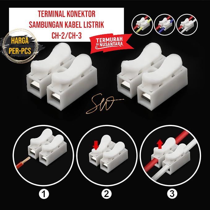 Jual Quick Connect 2 Wire Connector Spring Terminal Socket Sambungan ...