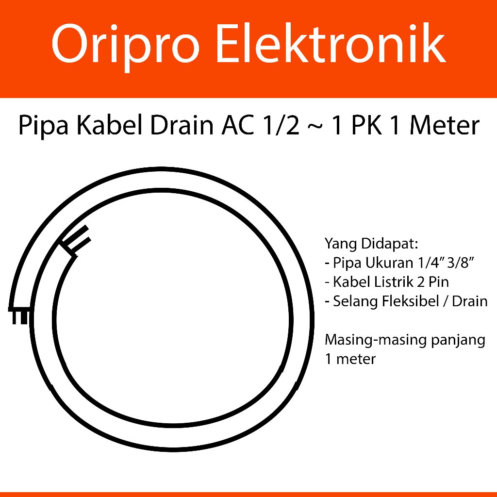 Jual Pipa AC Kabel Drain untuk AC Ukuran 1/2 PK 1 PK 1 Meter | Shopee ...