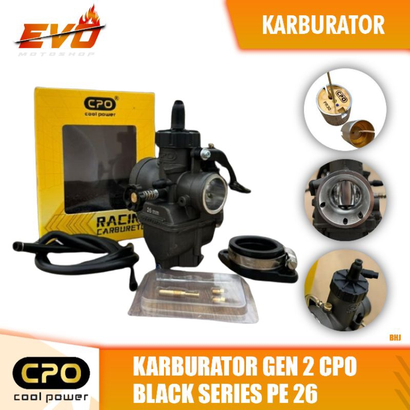 Jual Karburator CPO Cool Power PE Gen 2 Karbu PE 24 28 26 Black Series Skep | Shopee Indonesia