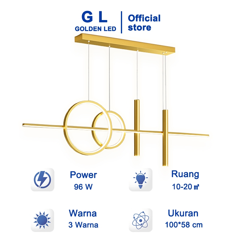 Jual GL Lampu Gantung Moden 3 Warna Lampu Desain Memanjang dengan ...