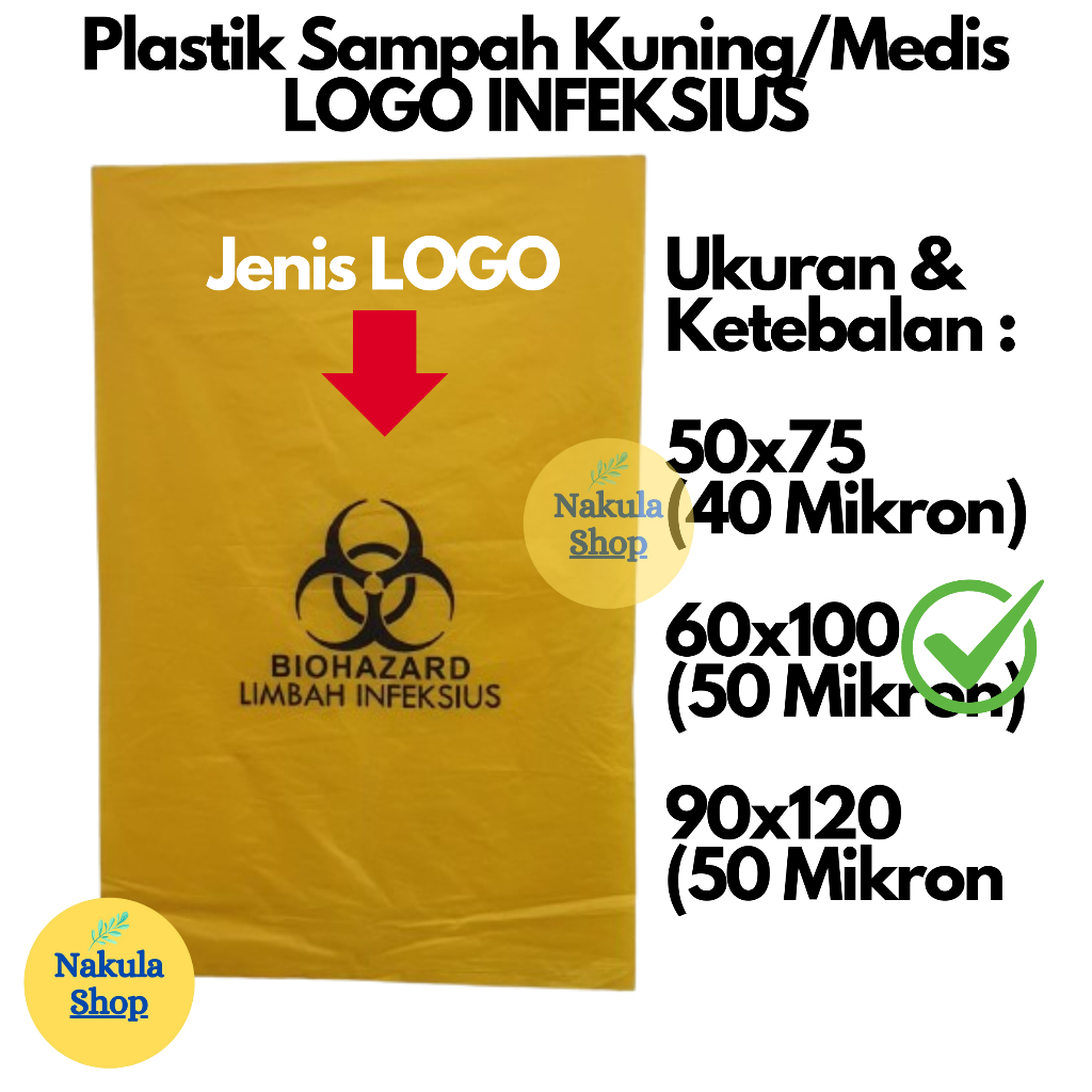 Jual PLASTIK SAMPAH PE KUNING MEDIS LOGO INFEKSIUS UKURAN 60X100 ...