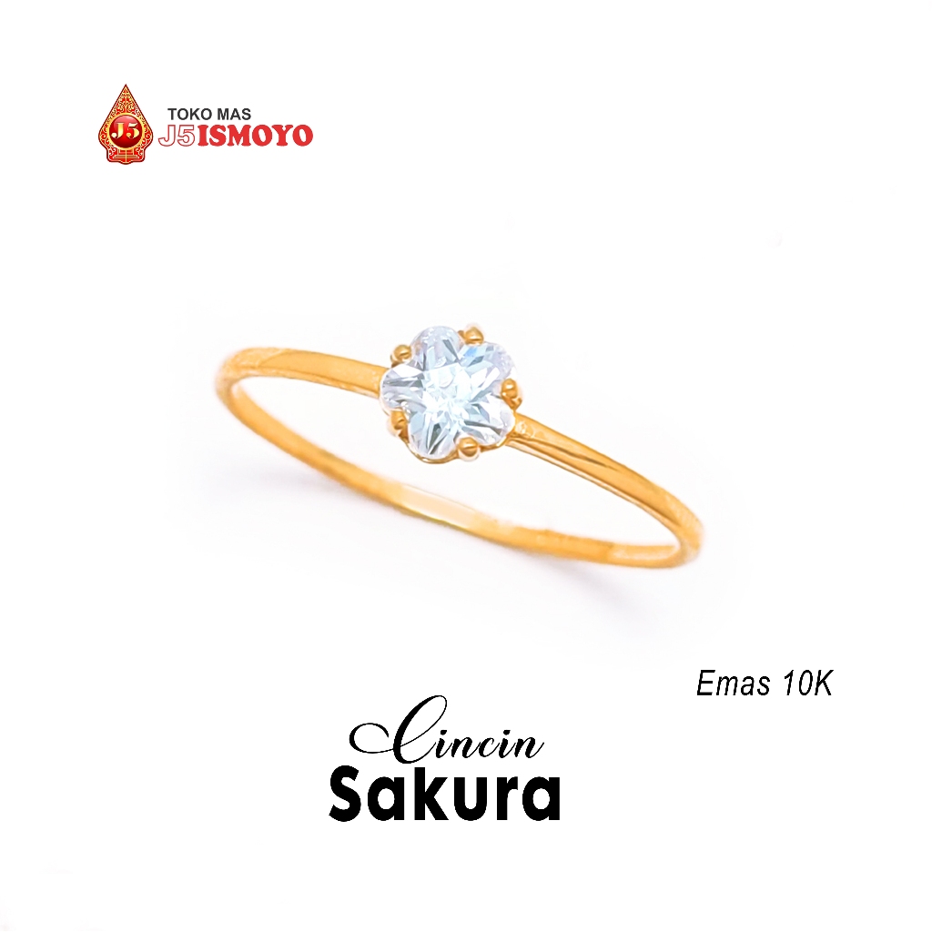 Jual Cincin Emas 10K Model Batu Sakura Simple dan Elegan J5 Ismoyo ...