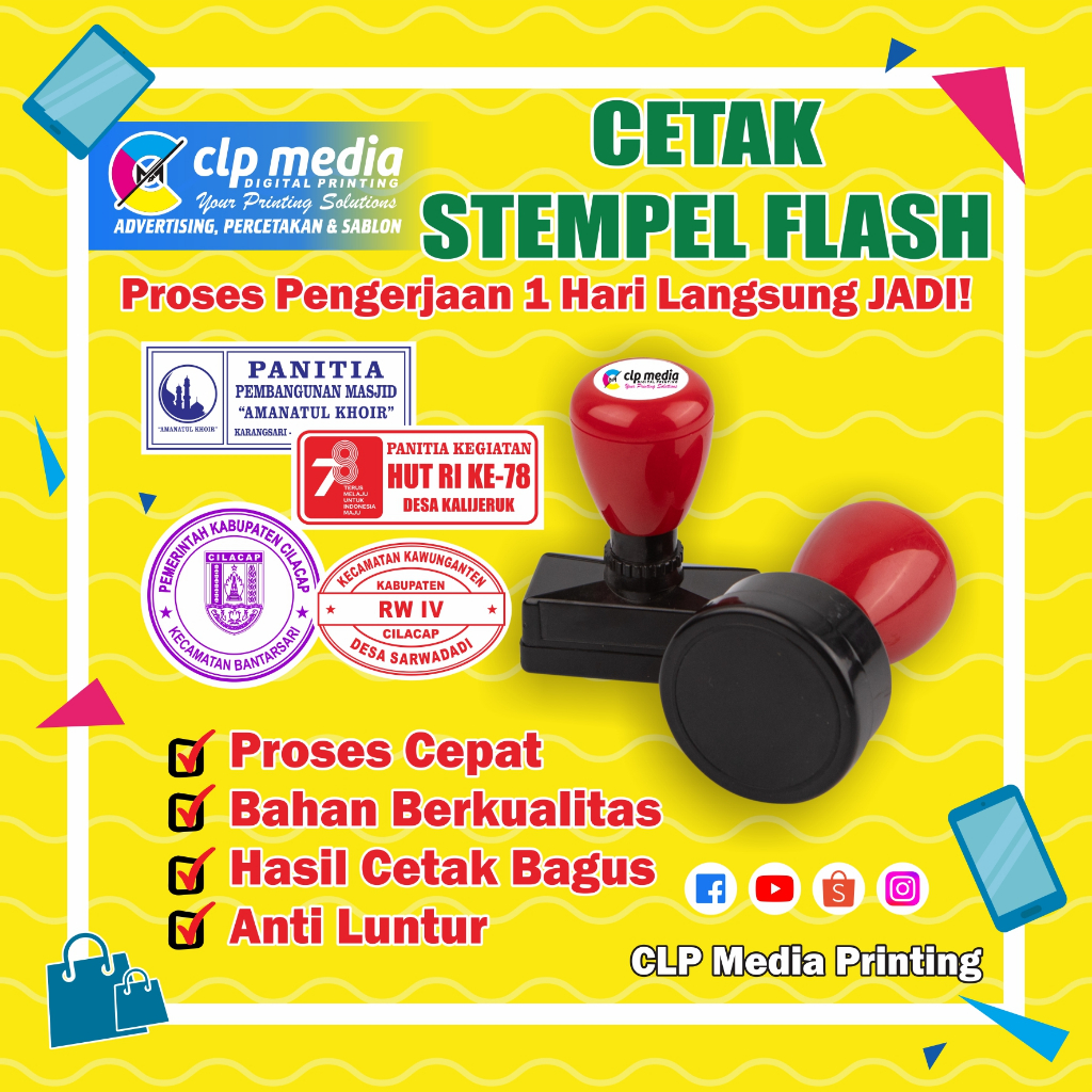 Jual STEMPEL FLASH CUSTOM OTOMATIS | STEMPEL FLASH | BULAT | Shopee Indonesia