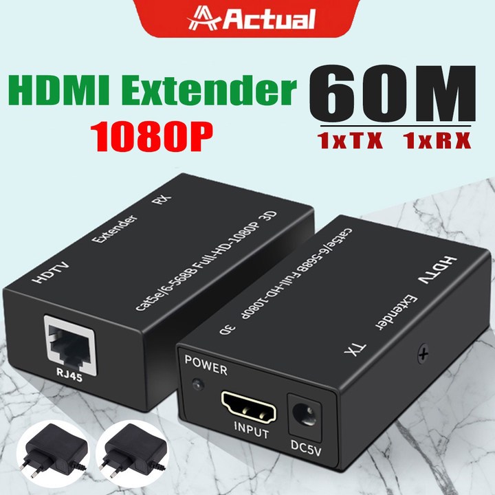 Jual Actual【COD】HDMI Extender 60M RJ45 Lan Cat6 HDMI HDTV Extension ...