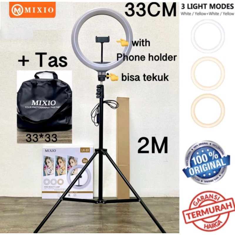 Jual MIXIO Ring Light 33cm + Tas + Light Stand Tripod 2M Selfie ...