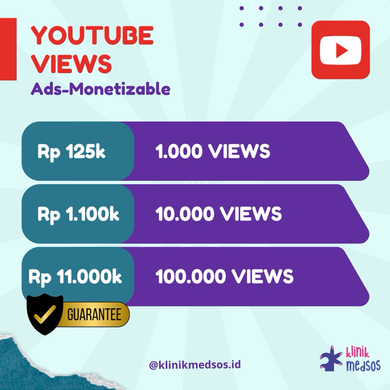 Jual Youtube Views Premium Ads Monetizable - Jasa Digital Marketing - Sosial Media Optimization ...