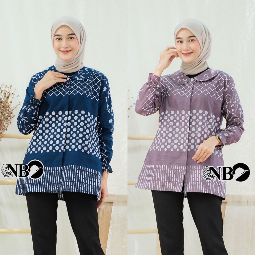 Jual Baju Batik Wanita Modern Atasan Blouse Batik Kerja Kantor Wanita Motif Jaring Seragam Batik ...