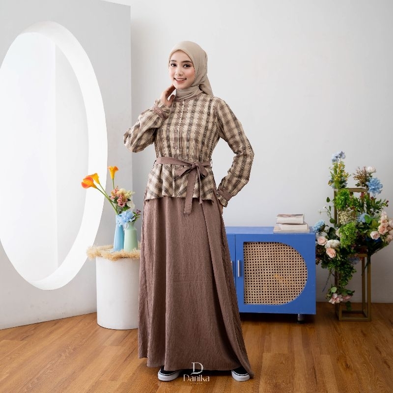 Jual Adrellia Dress Gamis Wanita Kotak Polos Mewah by Danika Luxury S ...
