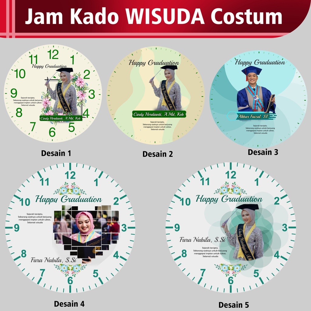 Jual Jam kado Jam dinding kado wisuda dengan papan mdf kenang kenangan ...