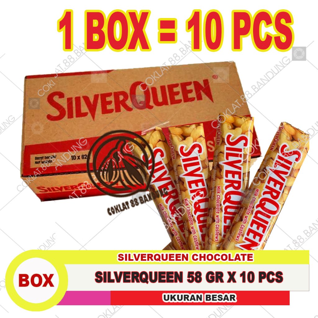 Jual SilverQueen 55gr 1 Box 10 Batang – Almond Mede Mix Rasa, Kemasan Khusus Hadiah Limited ...