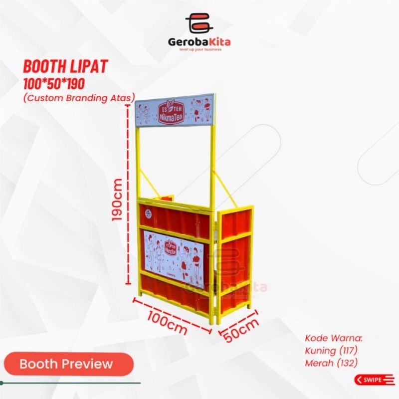Jual booth lipat besi hollow ukuran 100x50x190 branding atas | Shopee ...