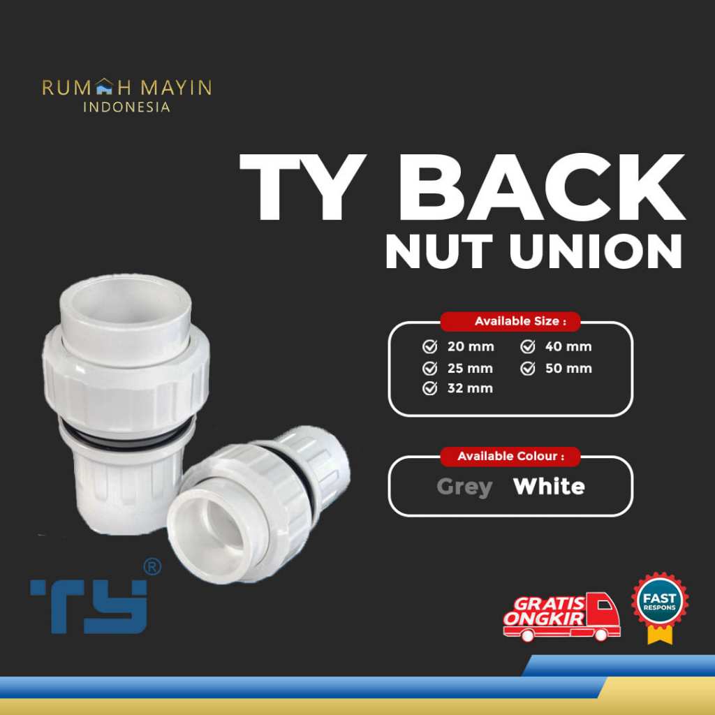 Jual TY Back Nut Union / Bulkhead Fitting Vault Ring Pipa Pipe U – PVC by 3 Pawns | Shopee Indonesia