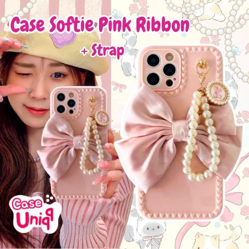 Jual CASEUNIQQ Case + Strap Softie Pink Pearl Ribbon Casing HP iPhone ...